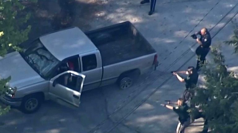 Police Officers Filmed Beating Car Chase Suspect Us News Sky News